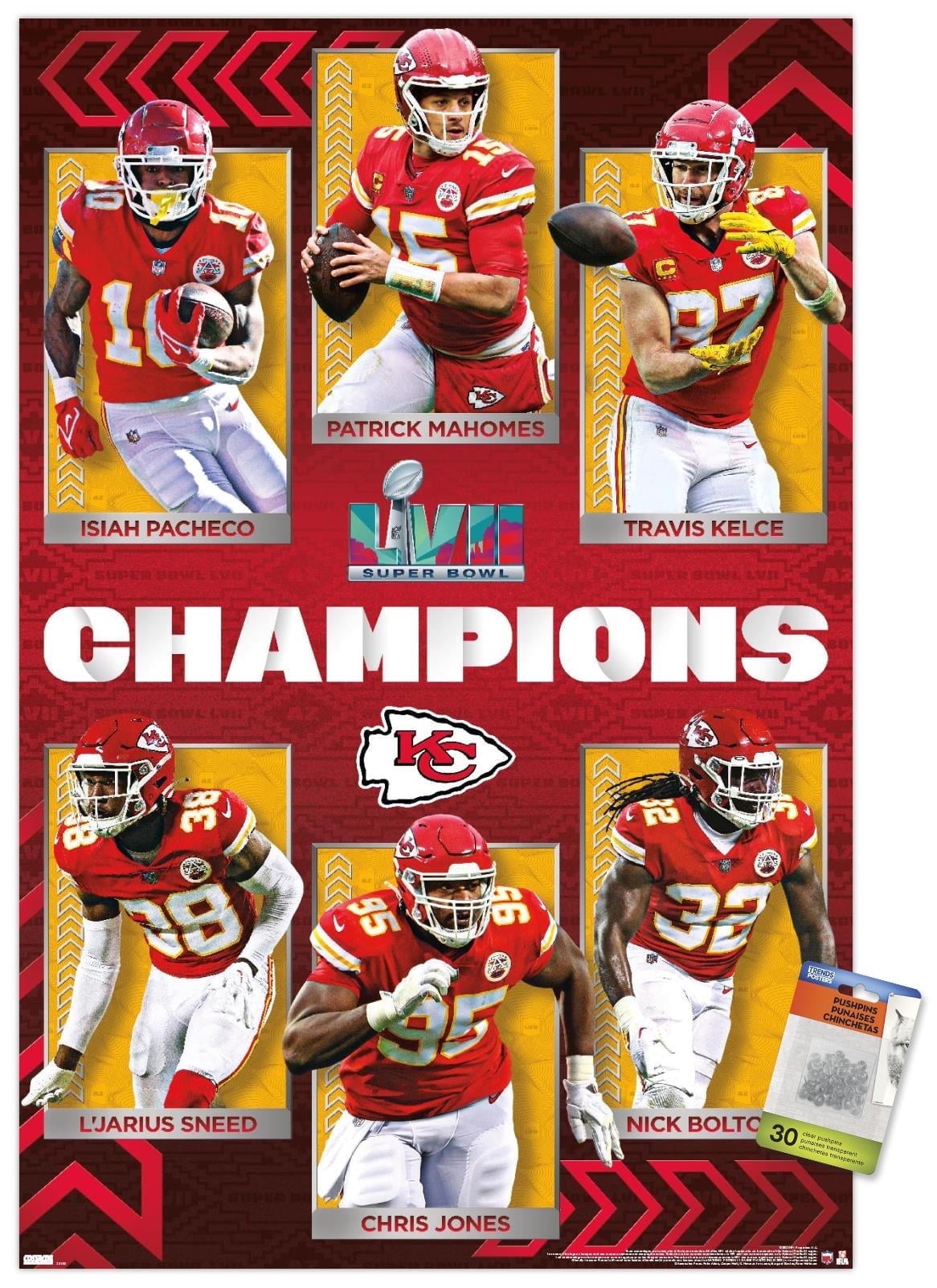 NFL Kansas City Chiefs - Super Bowl LVII Champions Wall Poster with ...