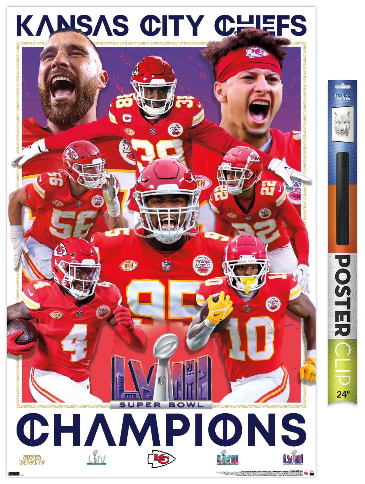 NFL Kansas City Chiefs - Super Bowl LVIII Champions Wall Poster, 22.375 ...