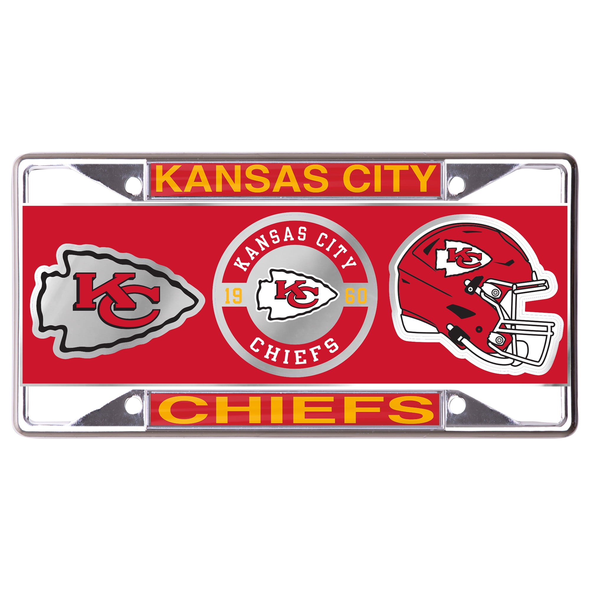 NFL Kansas City Chiefs Team Chrome License Plate Frame with Decal Set ...