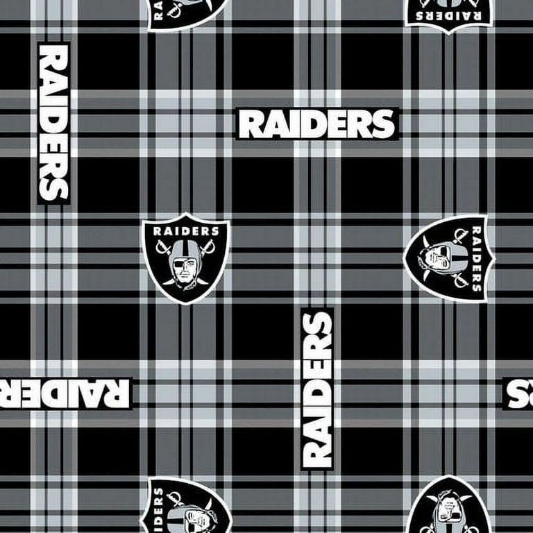 NFL Las Vegas Raiders 58 100 Polyester Fleece Sports Logo Fabric By the Yard Black and Gray