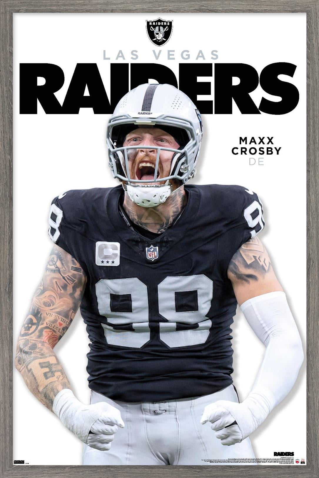 NFL Las Vegas Raiders - Maxx Crosby Feature Series 24 Wall Poster, 14.725" x 22.375" Framed ...