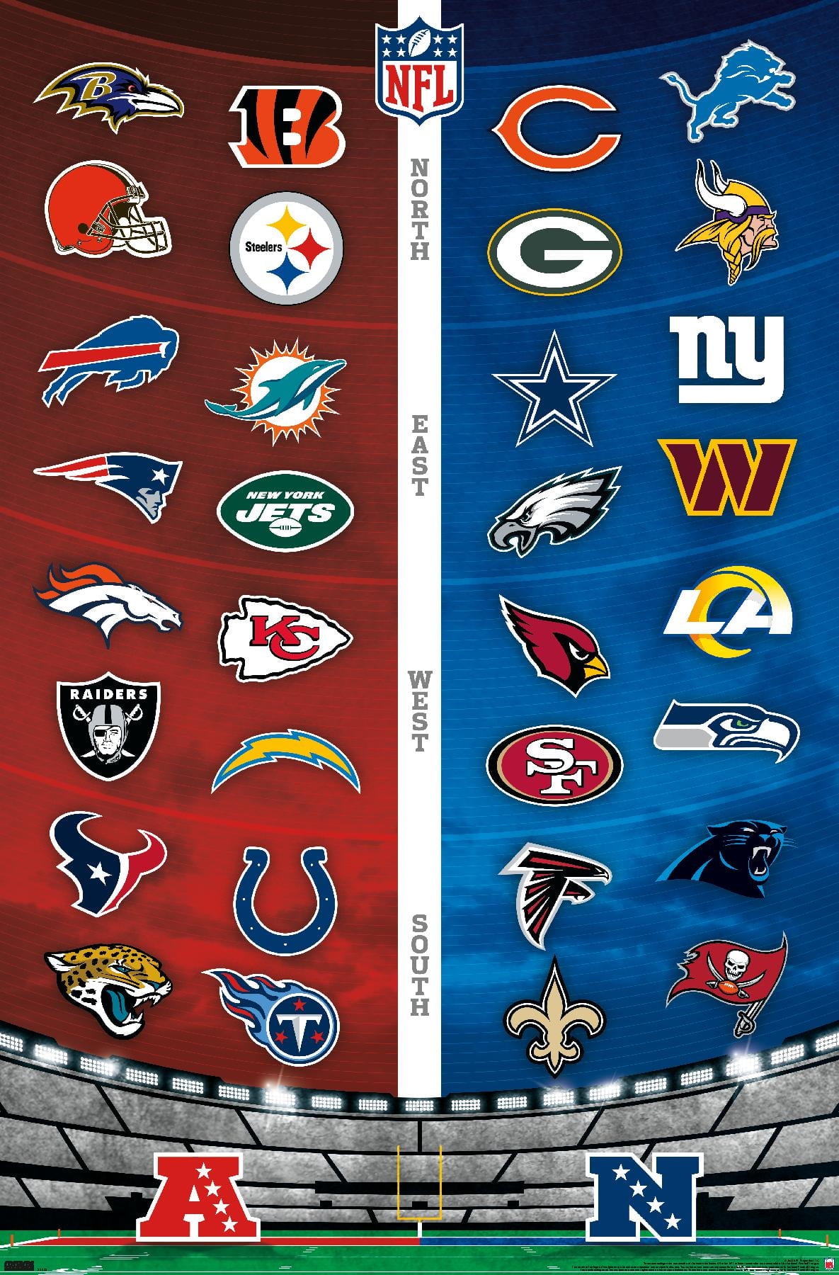 NFL League - Logos 22 Wall Poster, 22.375" x 34" - Walmart.com