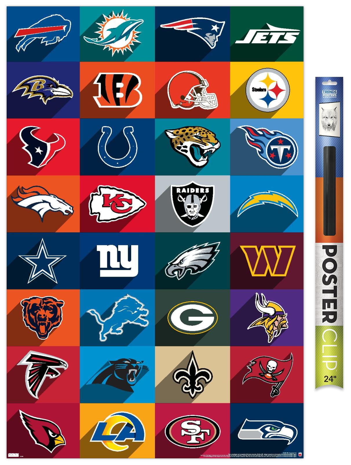 NFL League - Logos 24 Wall Poster, 22.375" x 34" - Walmart.com