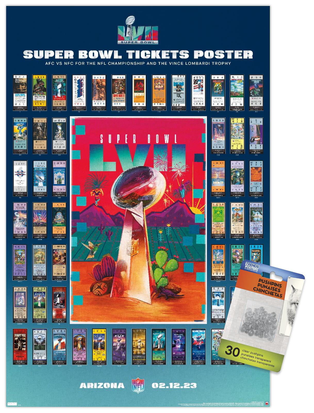 NFL League - Super Bowl LVII Ticket Collage Wall Poster with Push Pins ...