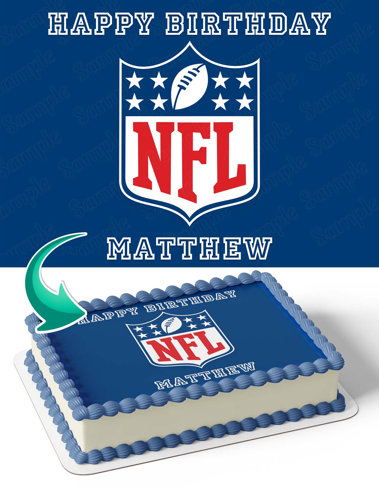 NFL Logo FootBall Edible Image Cake Topper Personalized Birthday Sheet ...