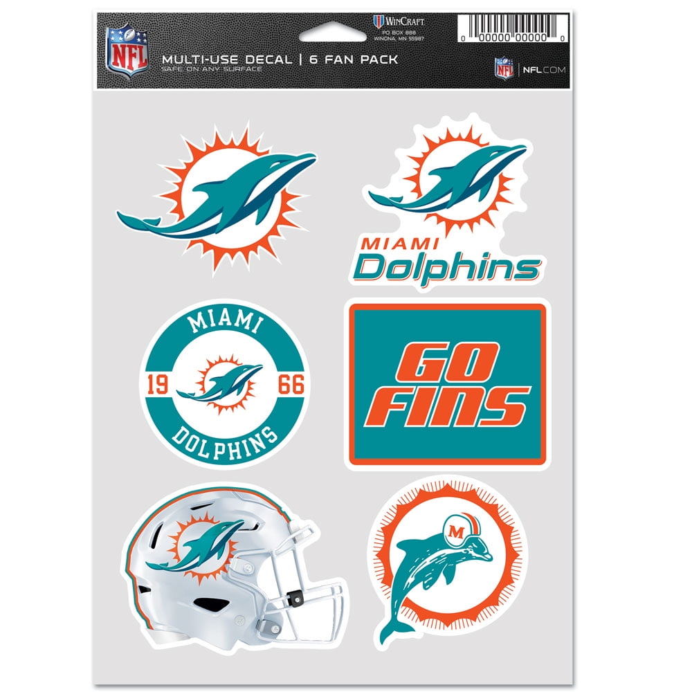 NFL Miami Dolphins Prime 5" x 7.75" Six Pack Decal - Walmart.com