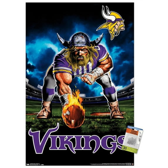 NFL Minnesota VIkings - 3 Point Stance 19 Wall Poster with Push Pins ...