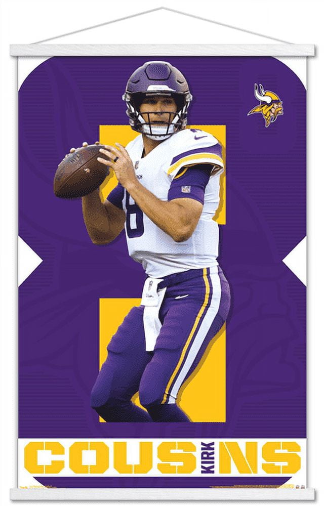 NFL Minnesota VIkings - Kirk Cousins 18 Wall Poster with Wooden ...