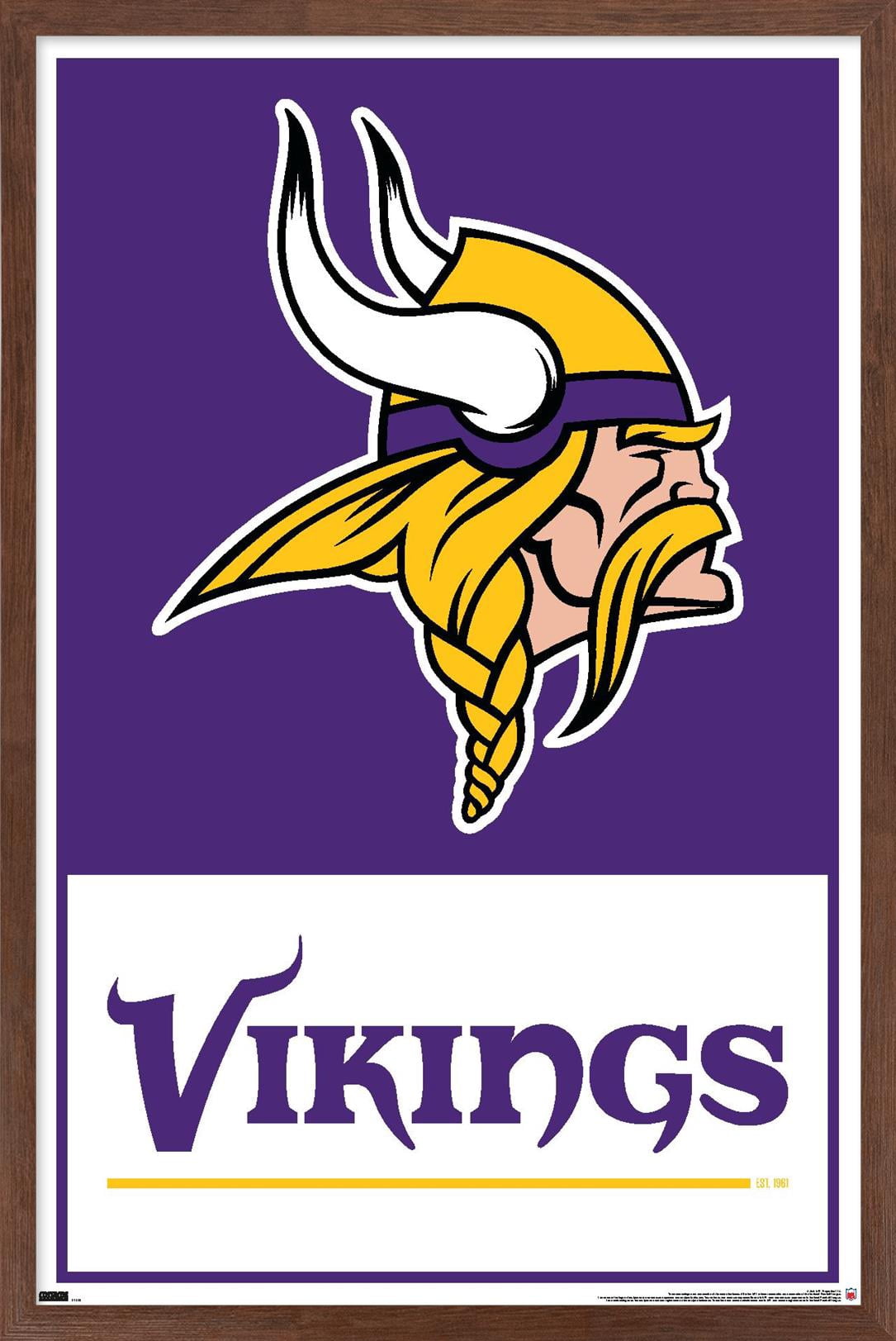 NFL Minnesota Vikings - Logo 21 Wall Poster, 22.375" x 34", Framed ...