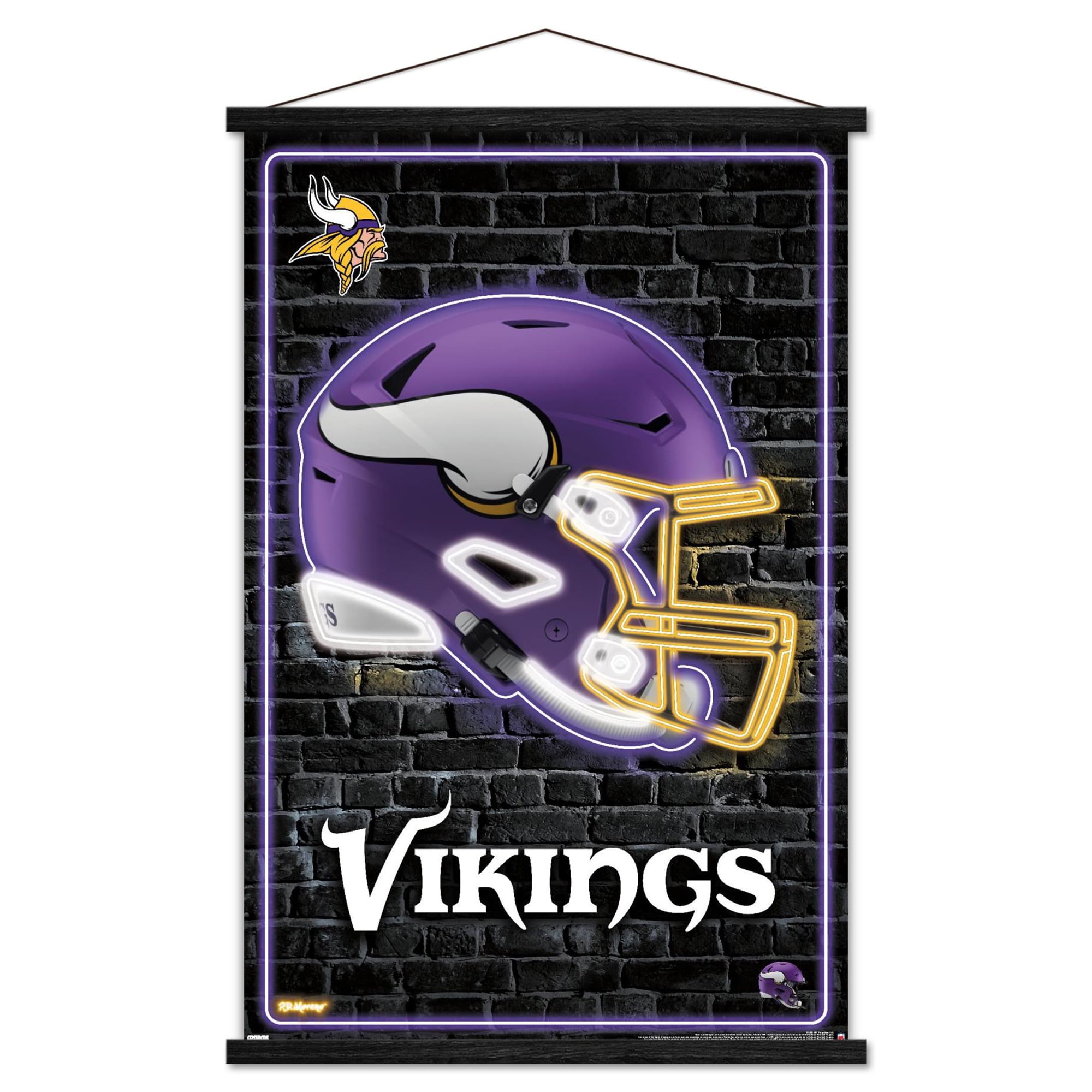 NFL Minnesota Vikings - Neon Helmet 23 Wall Poster with Magnetic Frame ...