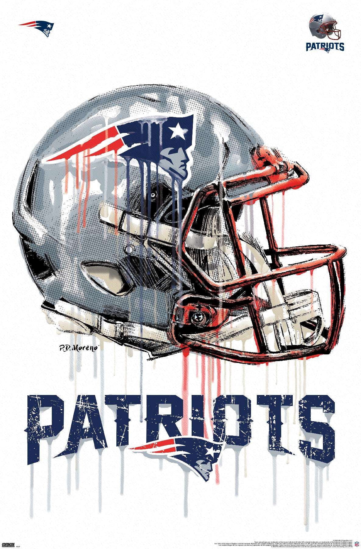 NFL New England Patriots - Drip Helmet 20 Wall Poster, 14.72" x 22.37 ...