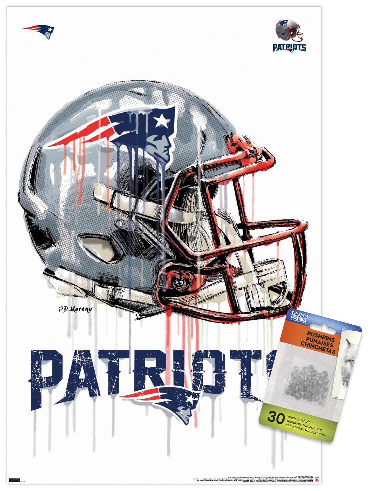 NFL New England Patriots - Drip Helmet 20 Wall Poster with Push Pins ...