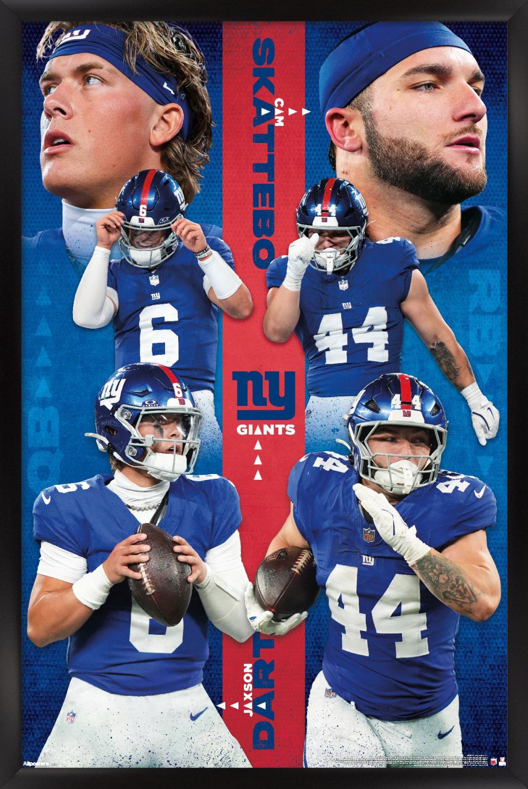 NFL New York Giants - Jaxson Dart & Cam Skattebo 25 Wall Poster, 22.375 ...