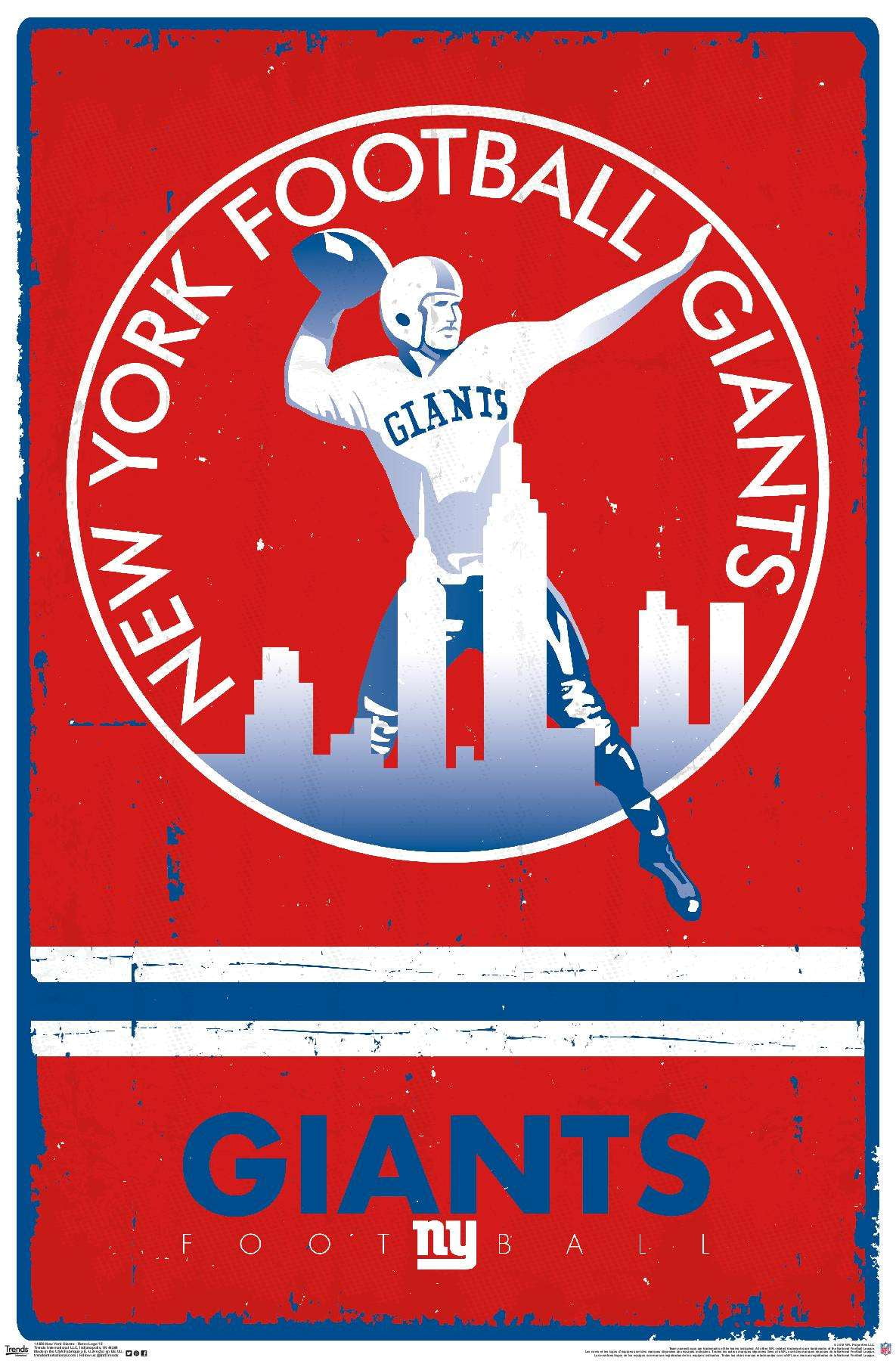 NFL New York Giants - Retro Logo 15 Wall Poster, 14.725" x 22.375" - Walmart.com