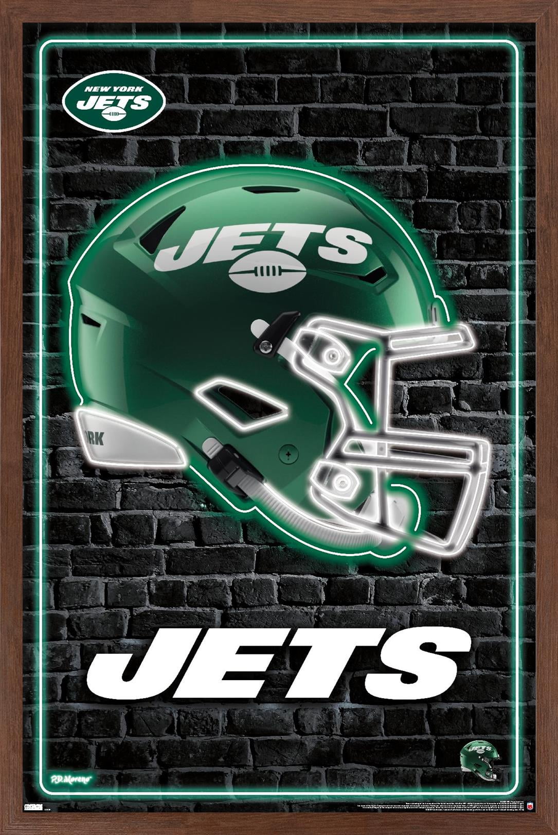 NFL New York Jets - Neon Helmet 23 Wall Poster, 22.375" x 34" Framed - Walmart.com