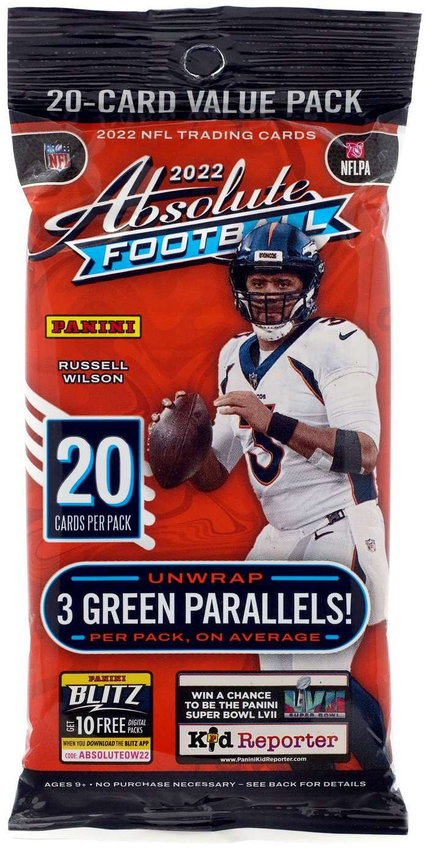 NFL Panini 2022 Absolute Football Trading Card VALUE Pack, 20 Cards ...