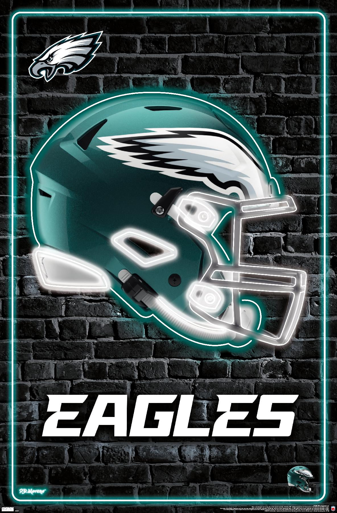 NFL Philadelphia Eagles - Neon Helmet 23 Wall Poster, 13" x 19 ...