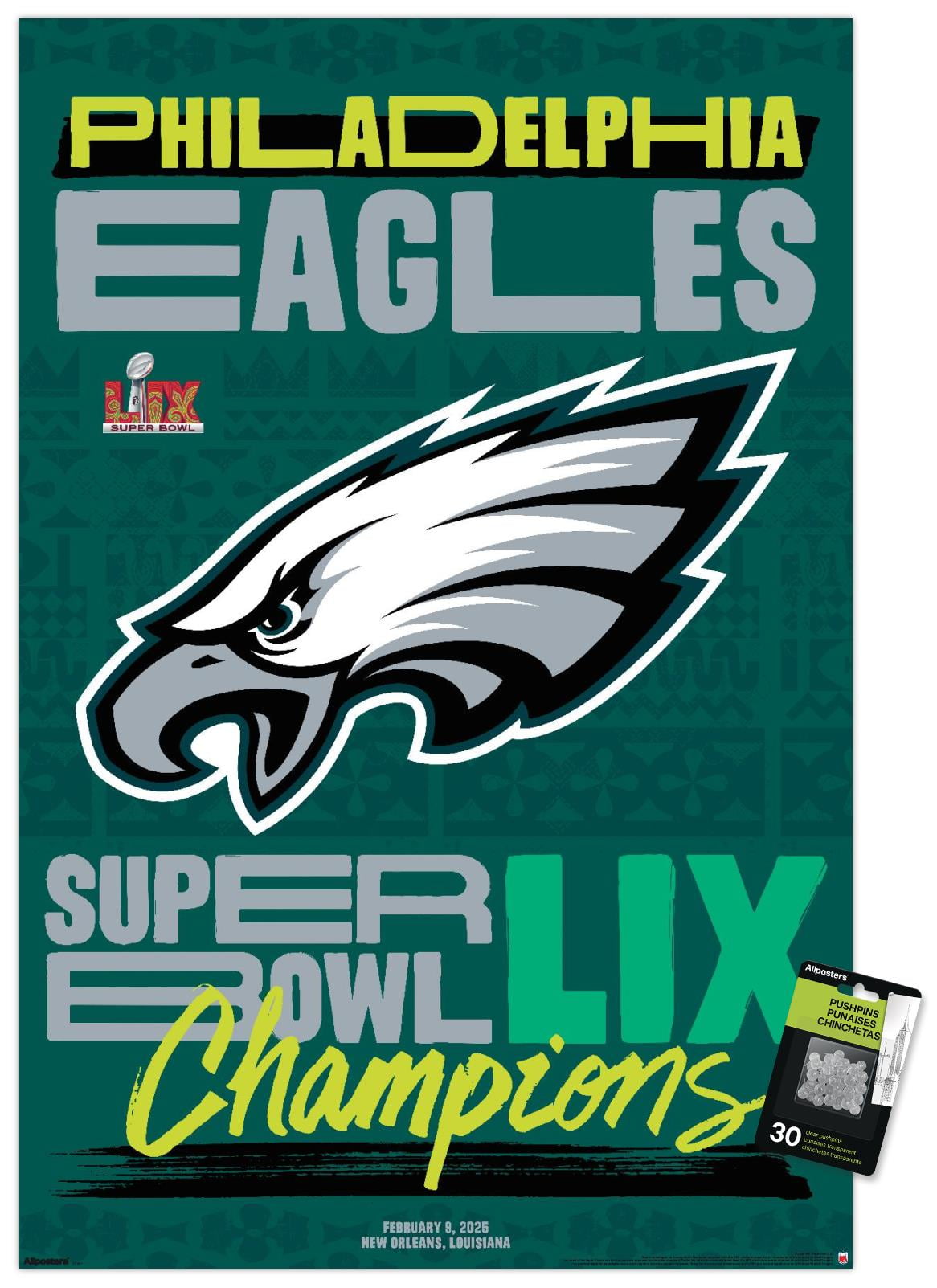 NFL Philadelphia Eagles - Super Bowl LIX Team Logo Wall Poster with ...
