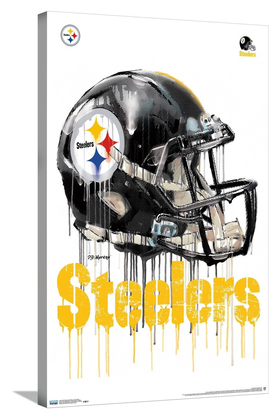 NFL Pittsburgh Steelers - Drip Helmet 20 Canvas Wall Poster, 22.375" x ...