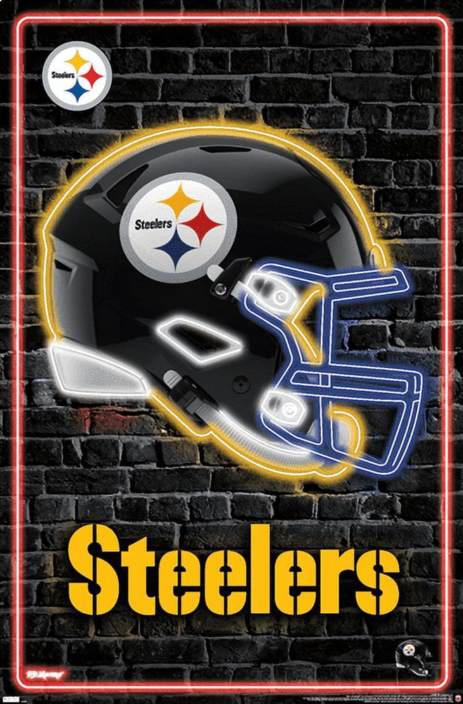 NFL Pittsburgh Steelers - Neon Helmet 23 Wall Poster, 14.725" x 22.375 ...