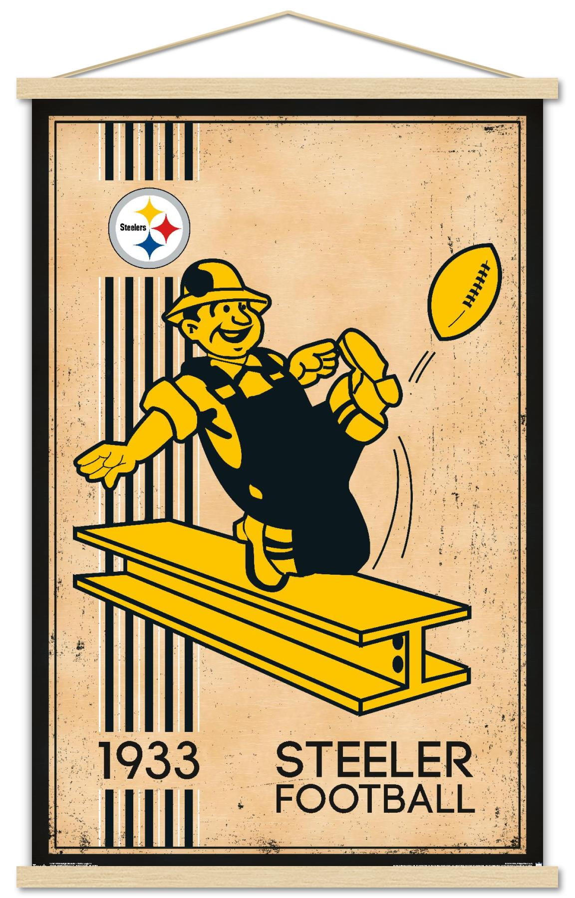 NFL Pittsburgh Steelers - Retro Logo 14 Wall Poster with Wooden ...