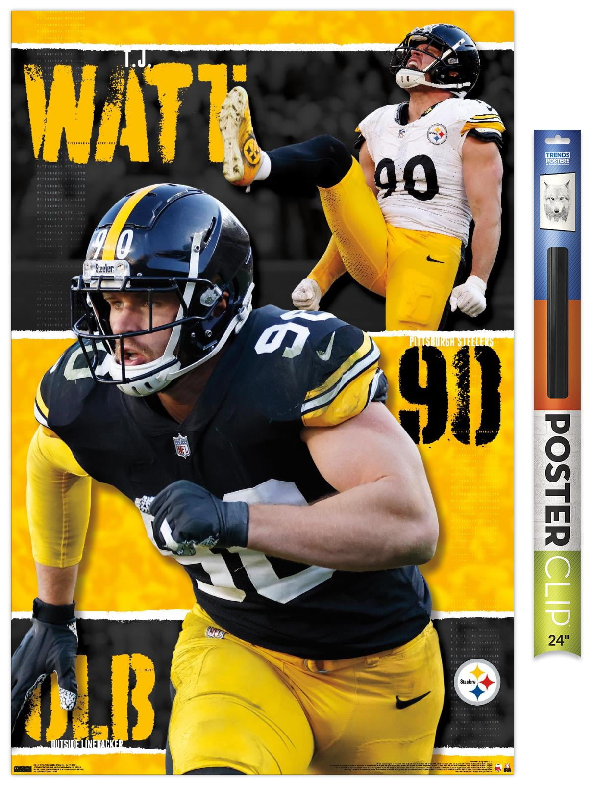 NFL Pittsburgh Steelers - T.J. Watt 24 Wall Poster, 22.375" x 34 ...