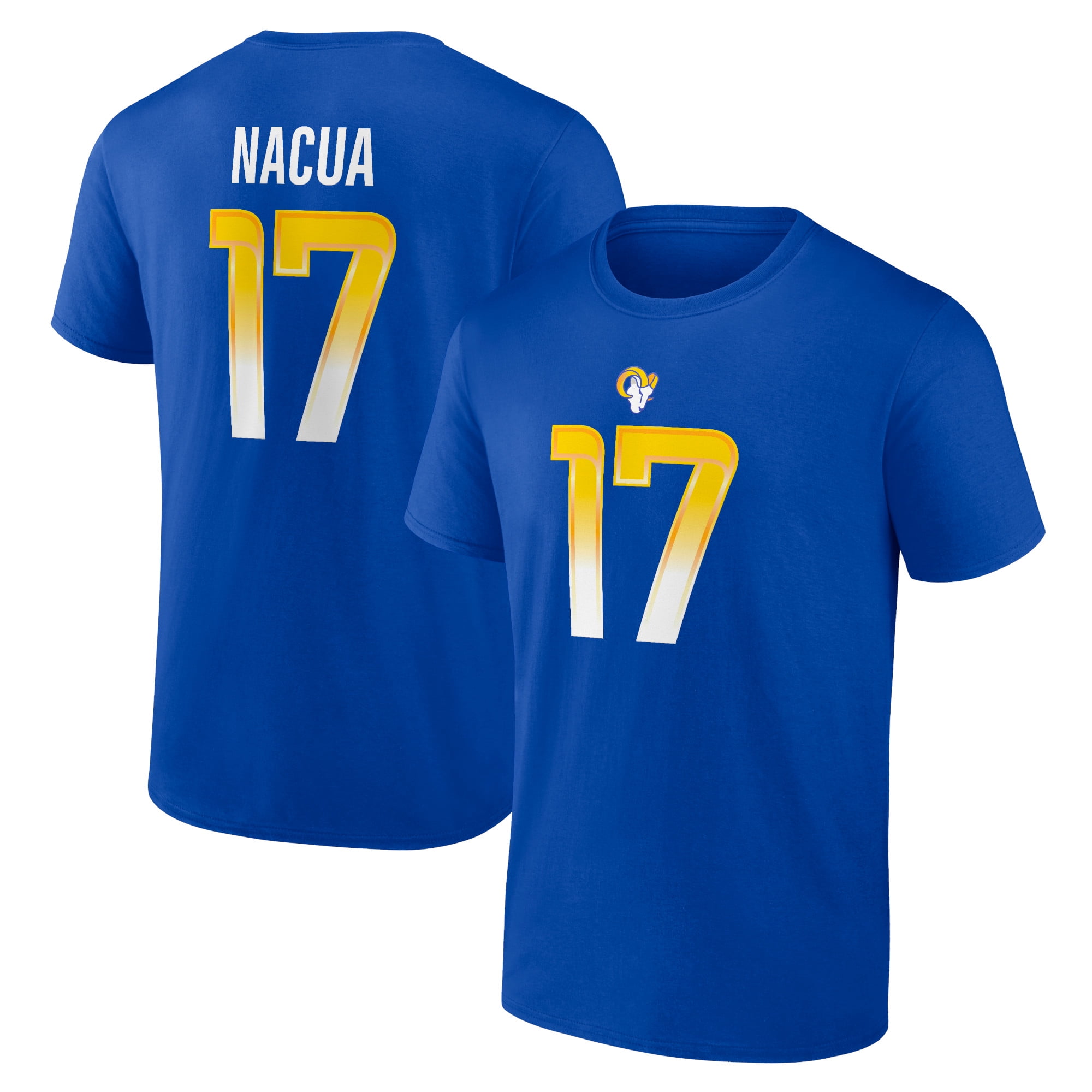 NFL RAMS Men's Primary Color Short Sleeve Cotton Crew Tee Name & Number ...