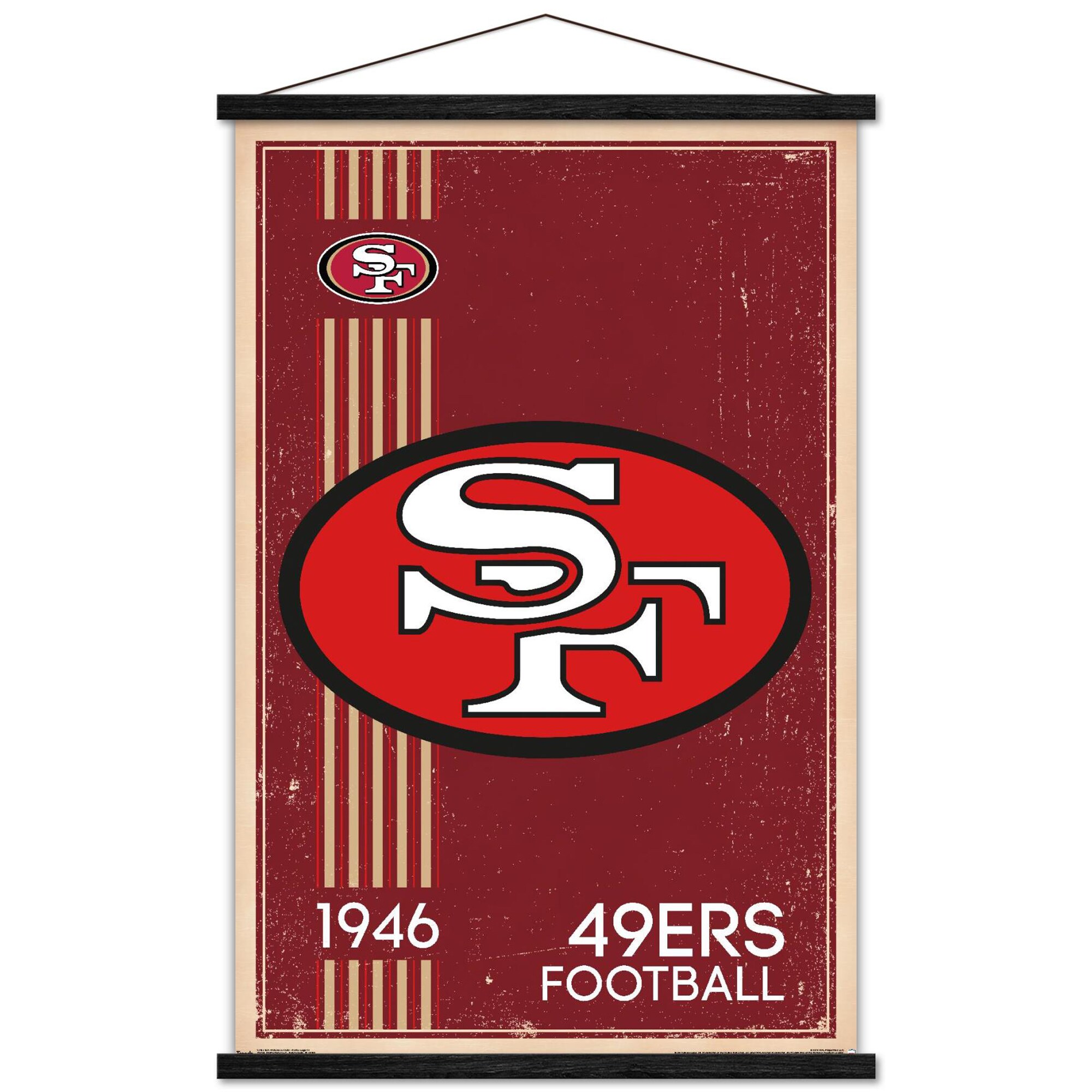 NFL San Francisco 49ers - Retro Logo 14 Wall Poster with Wooden ...