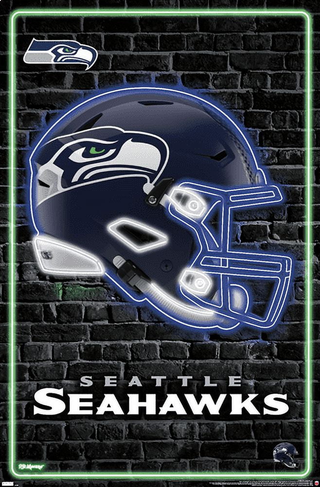 NFL Seattle Seahawks - Neon Helmet 23 Wall Poster, 14.725" x 22.375 ...