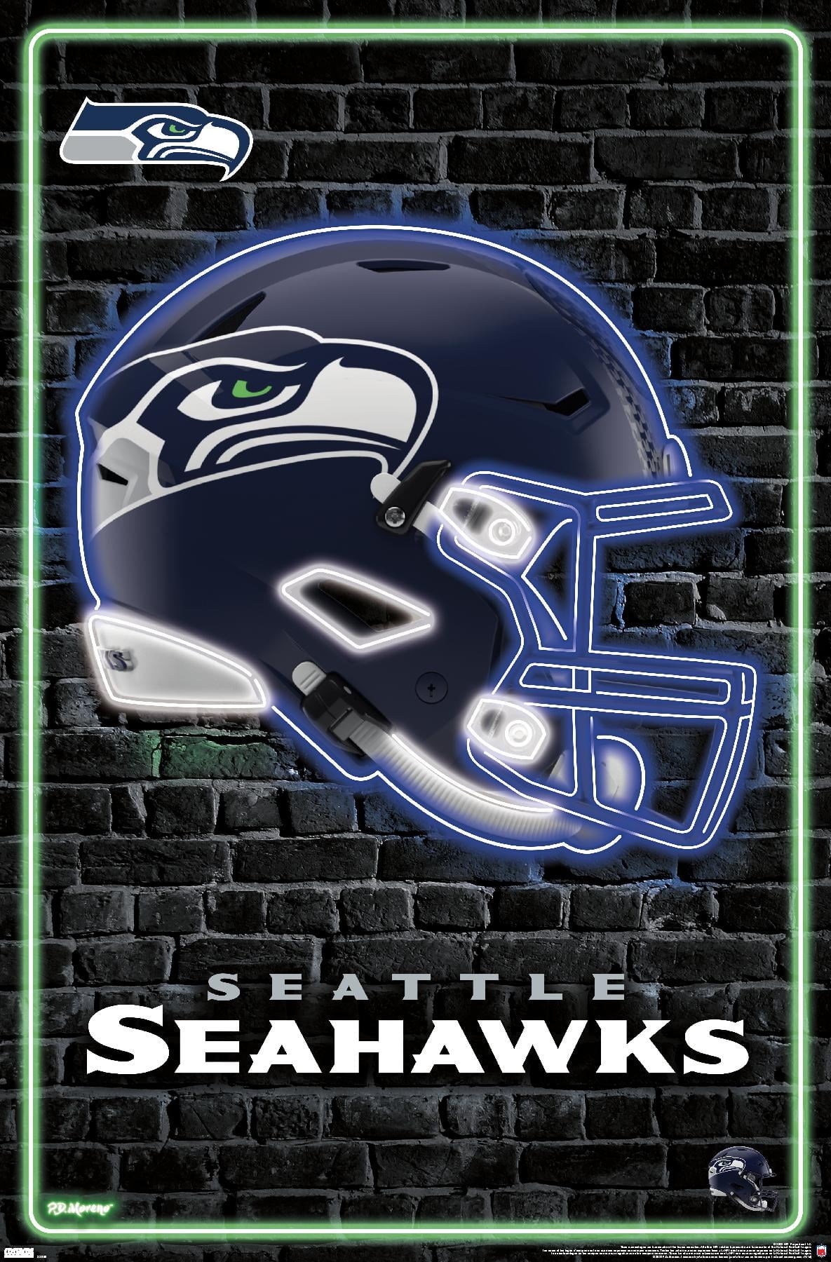 NFL Seattle Seahawks - Neon Helmet 23 Wall Poster, 22.375" x 34 ...