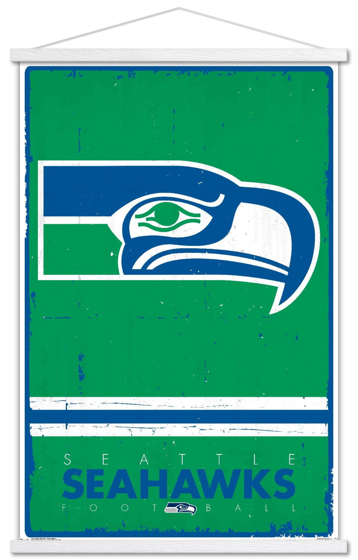 NFL Seattle Seahawks - Retro Logo 15 Wall Poster with Wooden Magnetic ...