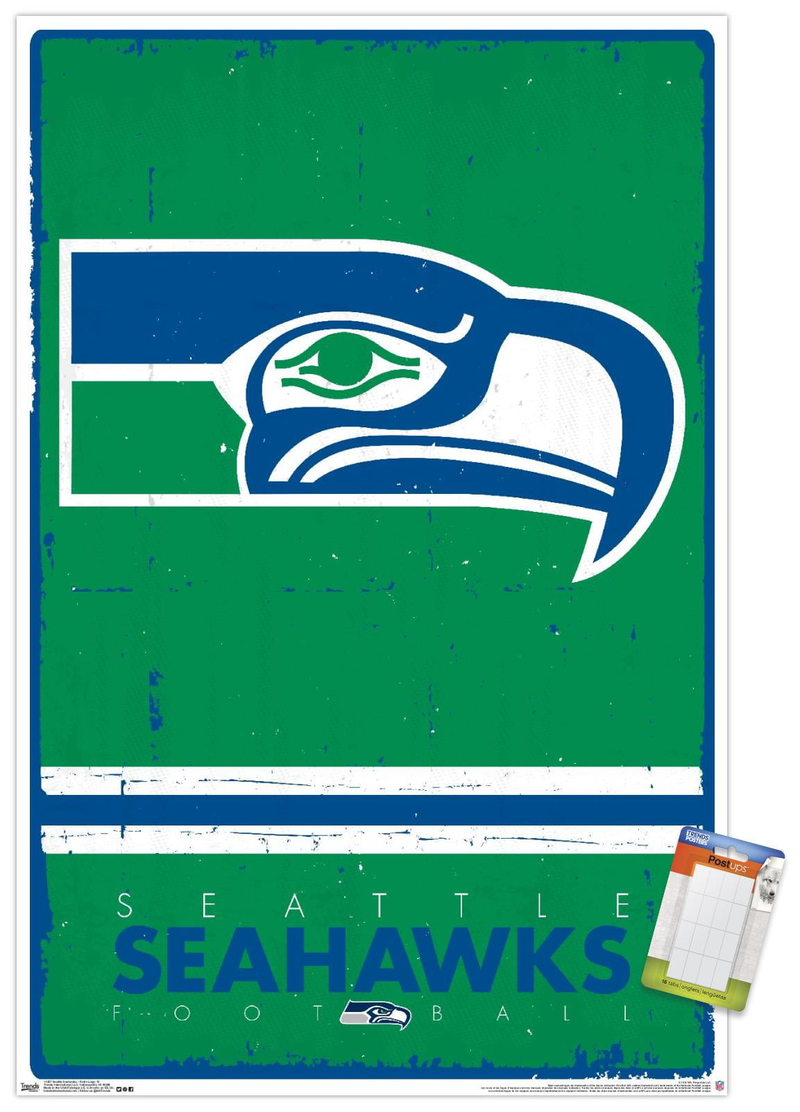 NFL Seattle Seahawks - Retro Logo 15 Wall Poster, 14.725" x 22.375 ...