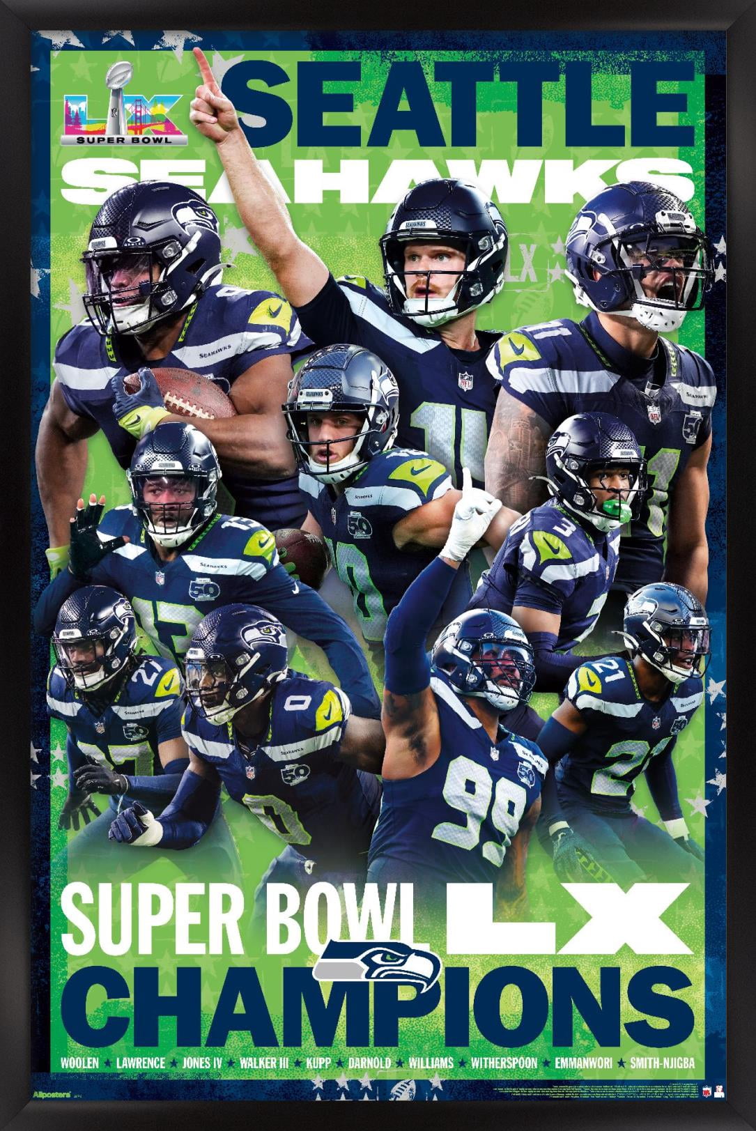 NFL Seattle Seahawks - Super Bowl LX Champions Wall Poster, 14.725" x ...