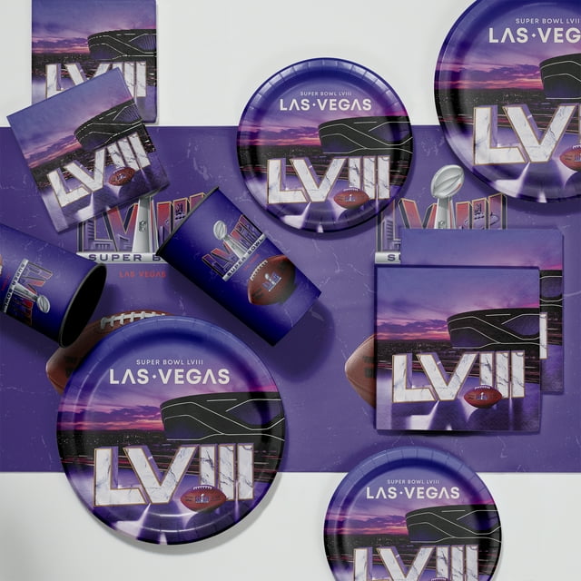 NFL Super Bowl LVIII Complete Tableware Kit with Tablecloth, Serves 8 ...