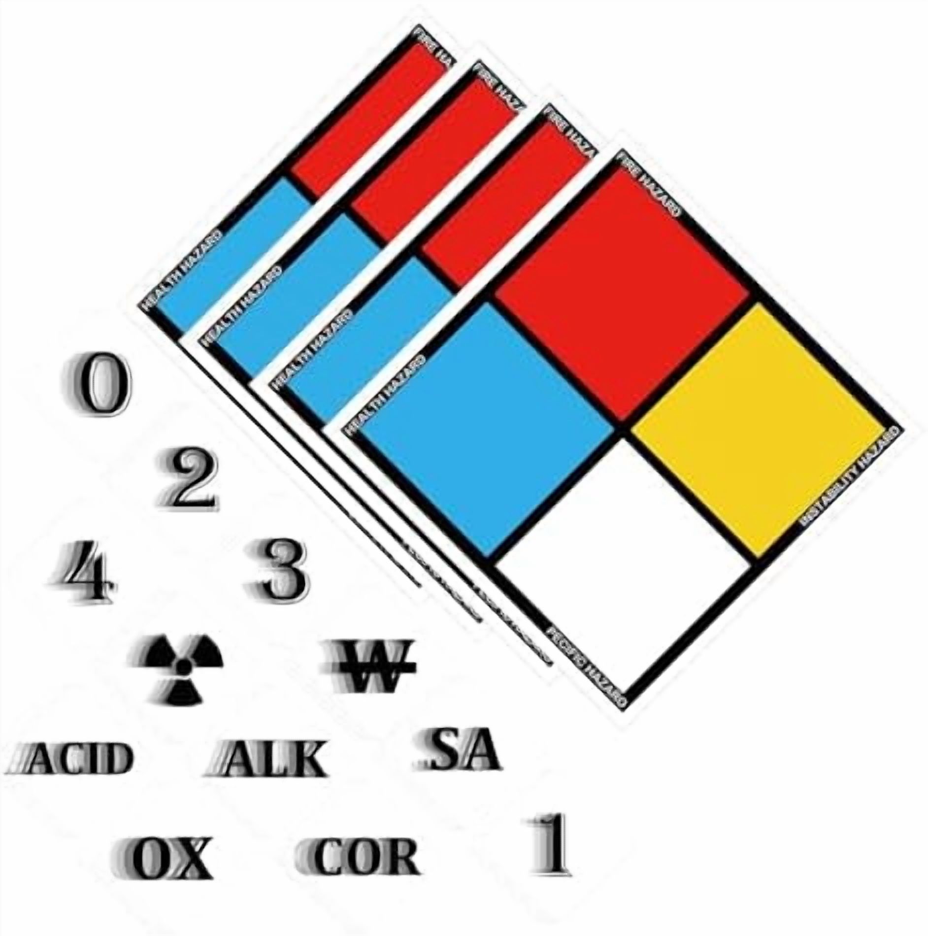 NFPA Adhesive Label Kit (6" diamond): Laminated vinyl, 4 blank placards ...