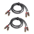 NFTIGB 2Pcs RCA Cables Cord 2 to 2 AV 4 Head Power Amplifier Audio ...