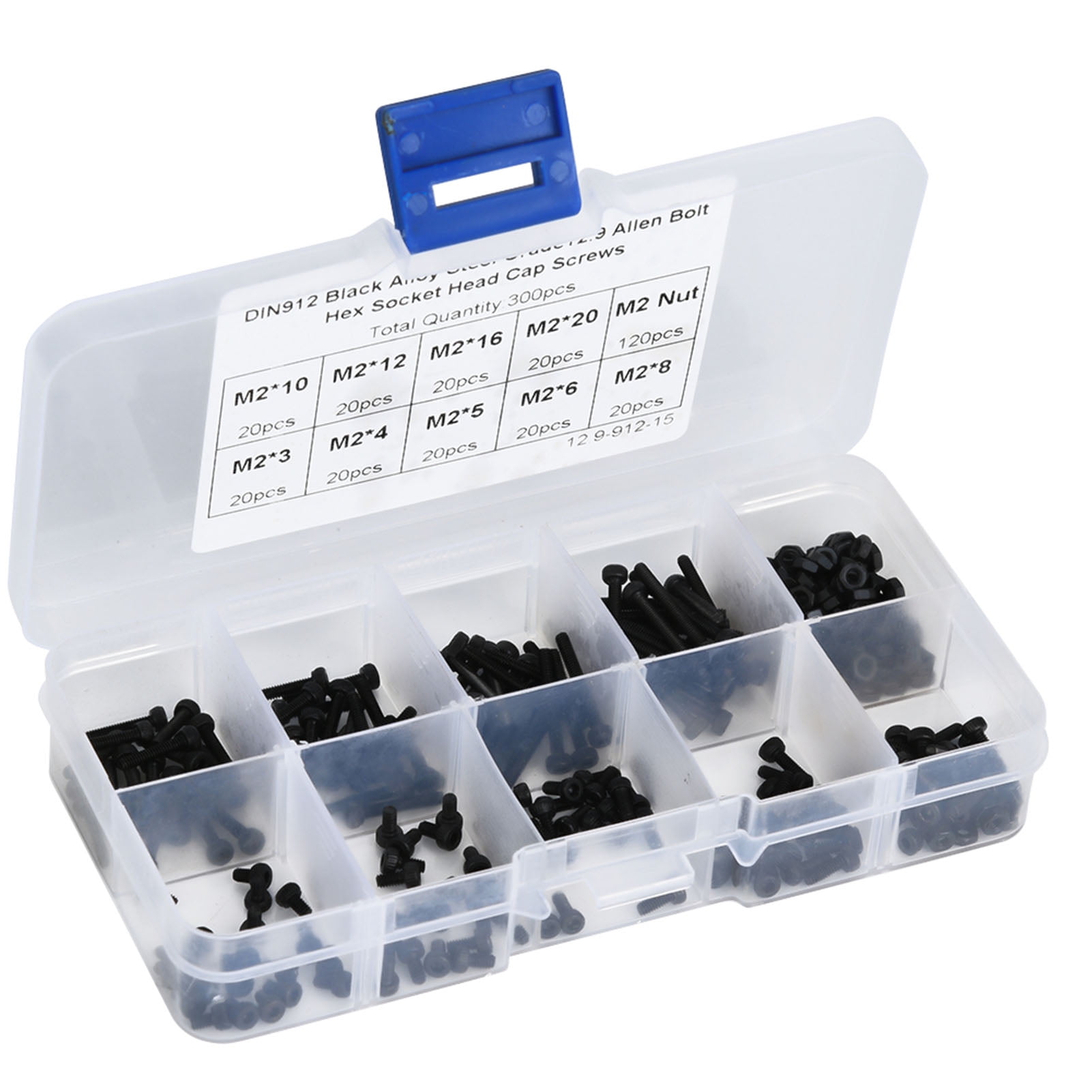 NFTIGB 300 Pieces M2 x 3-20mm Metric Class 12.9 Black Alloy Steel Hex ...