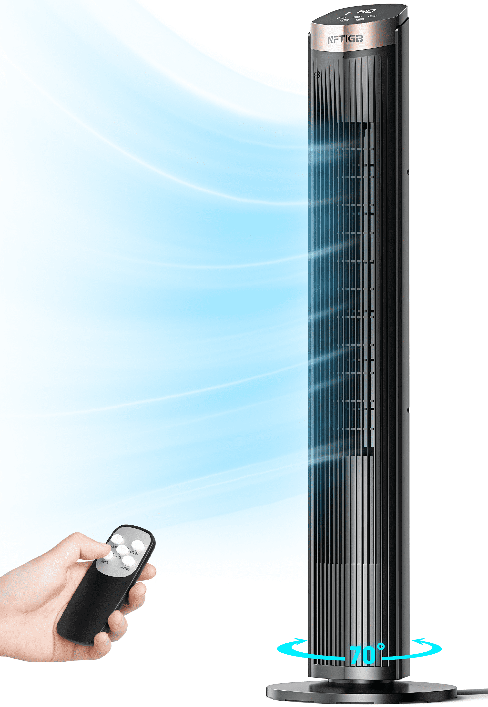 NFTIGB 40 inch Tower Fan for Home, 70° Oscillating Standing Floor Fan ...