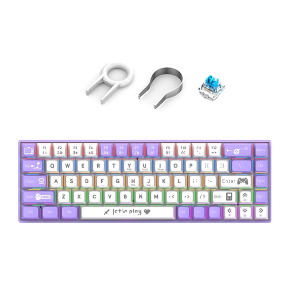 NFTIGB 68 Keys Mechanical Keyboard with LED Backlit Blue Switch Wired ...