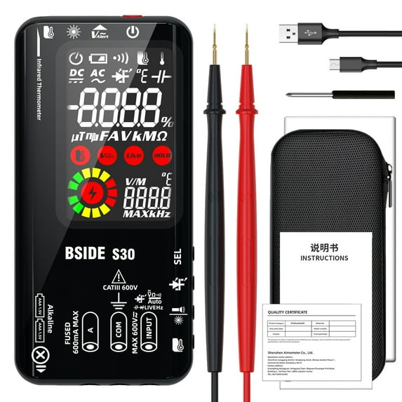 NFTIGB Black 4in1 Digital Multimeter Infrared Thermometer Electric Test ...