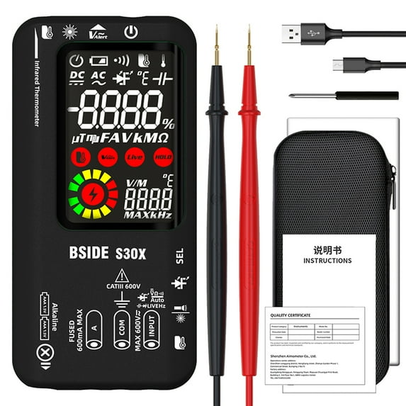 NFTIGB Digital Multimeter Infrared Thermometer LCD Color Display ...