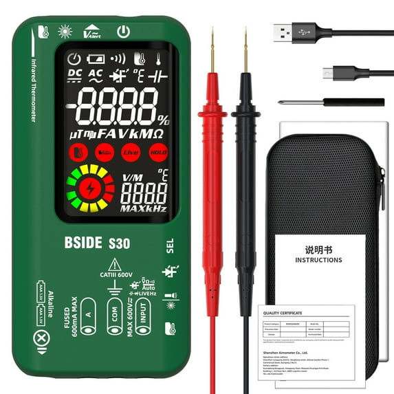 NFTIGB Green 4in1 Digital Multimeter Infrared Thermometer Electric Test ...