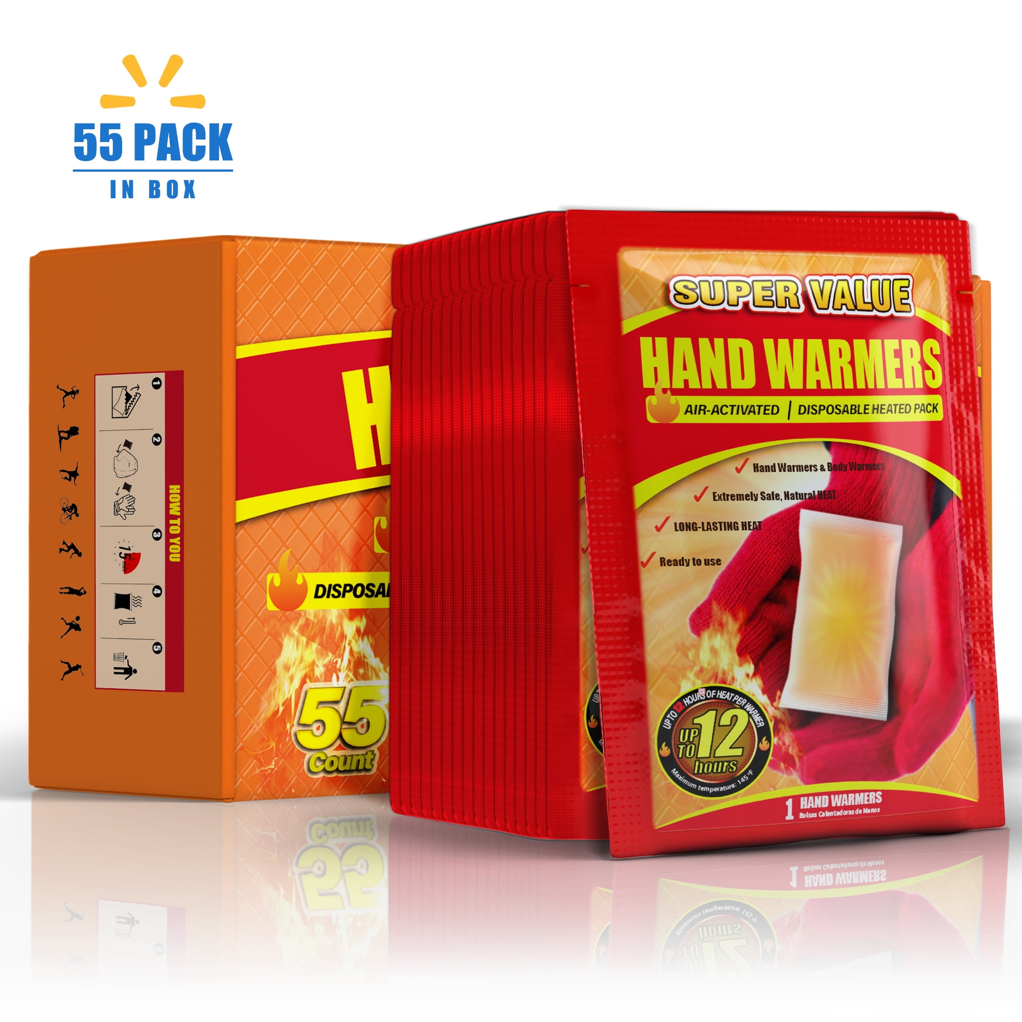 Nftigb Hand Warmers Disposable 55 Pack Hot Warmers Long Lasting Safe
