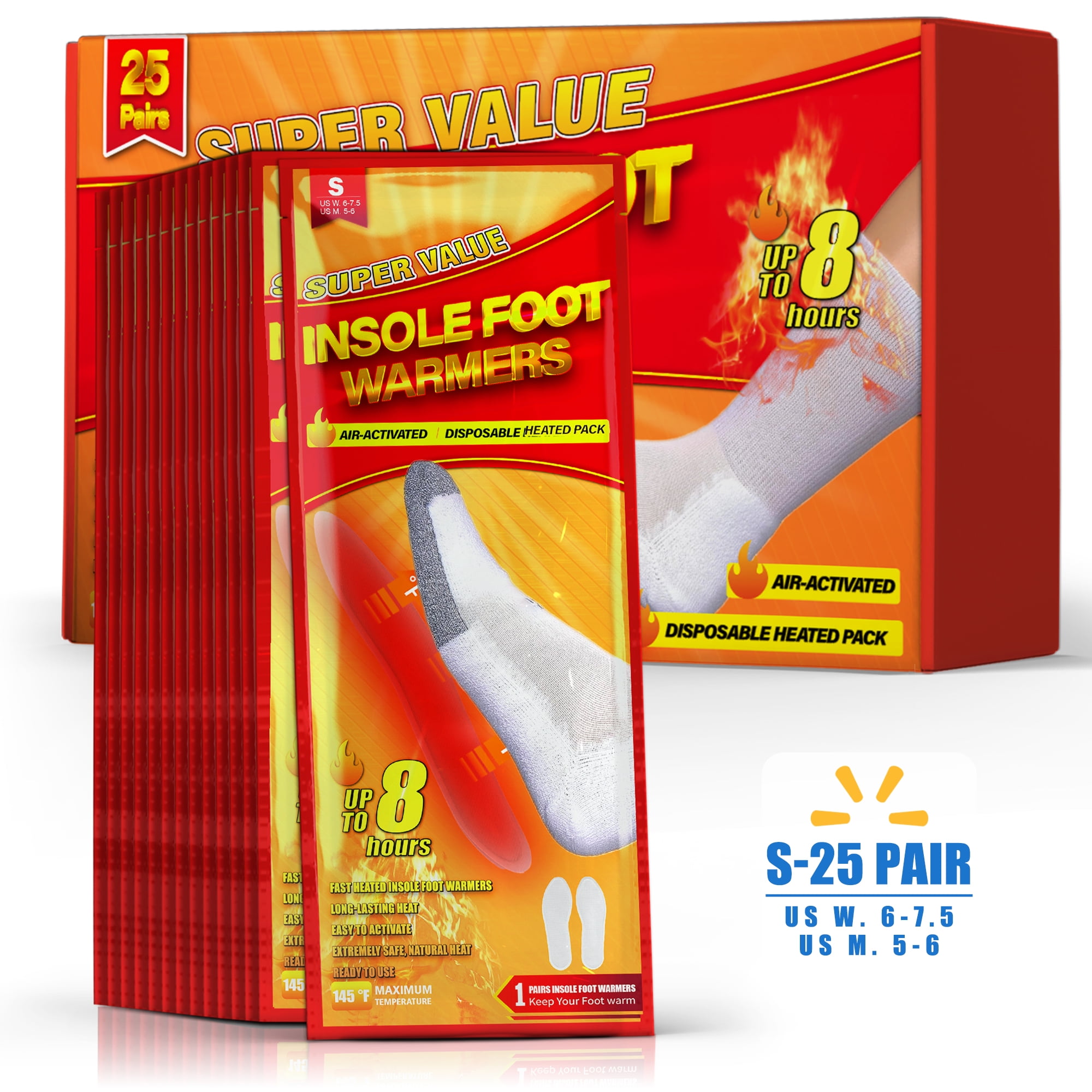 NFTIGB Value Pack Insole Foot Warmers, 25 Pairs, Size S, Air Activated ...