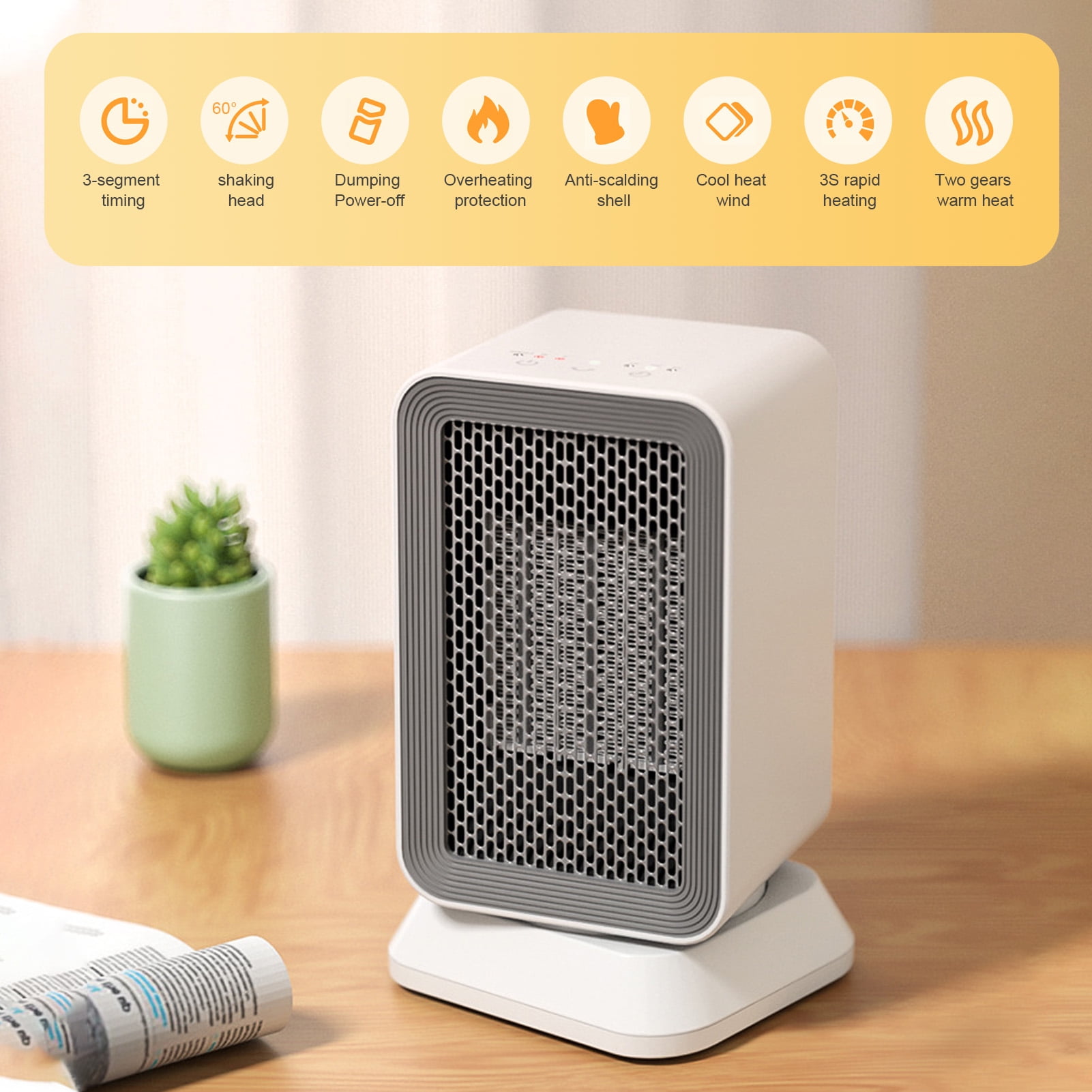 NFTIGB Portable Ceramic Space Heater Oscillating Electric Heater Fan ...