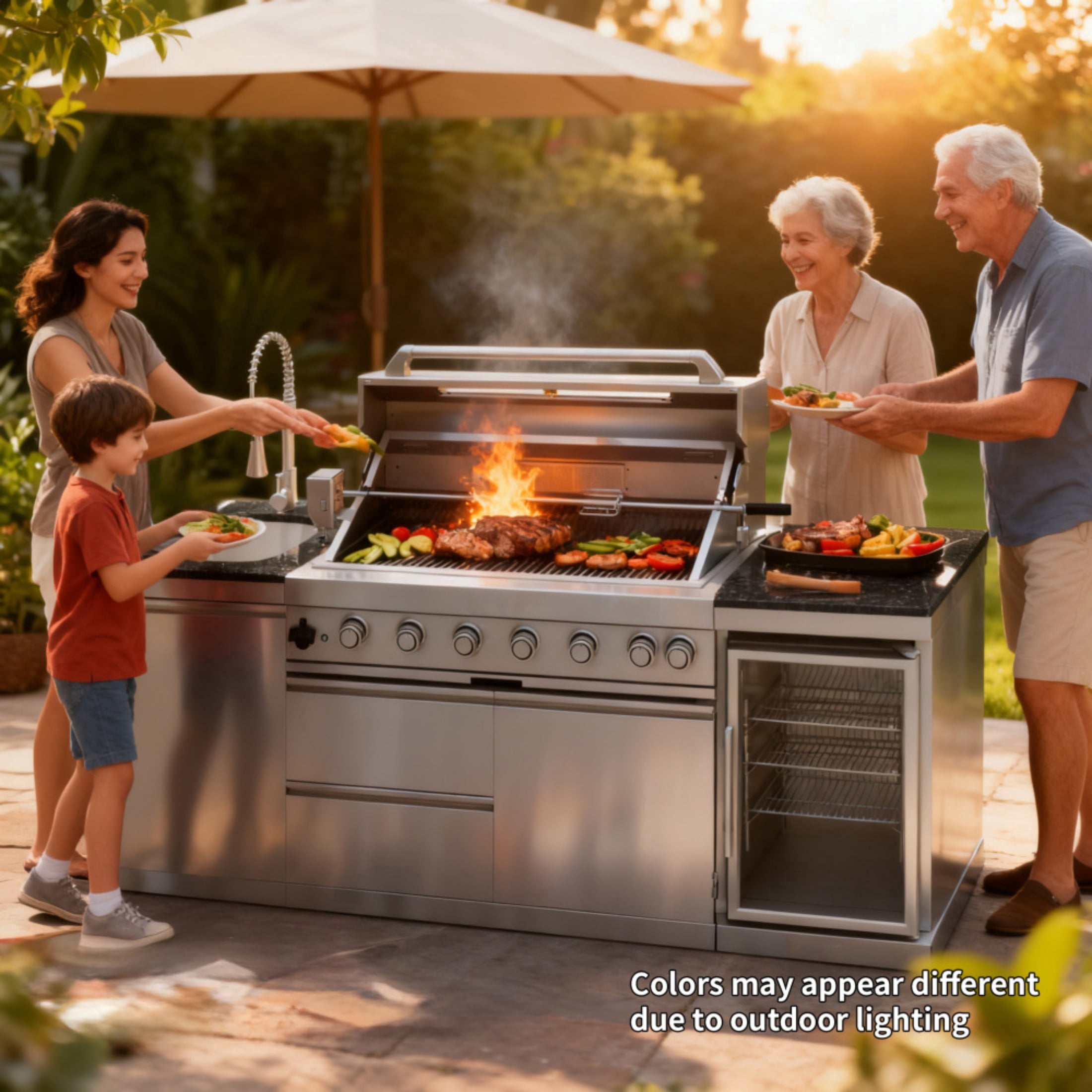 NG 44-Inch 6-Burner 85000 BTU Deluxe Stainless Steel Gas Outdoor ...