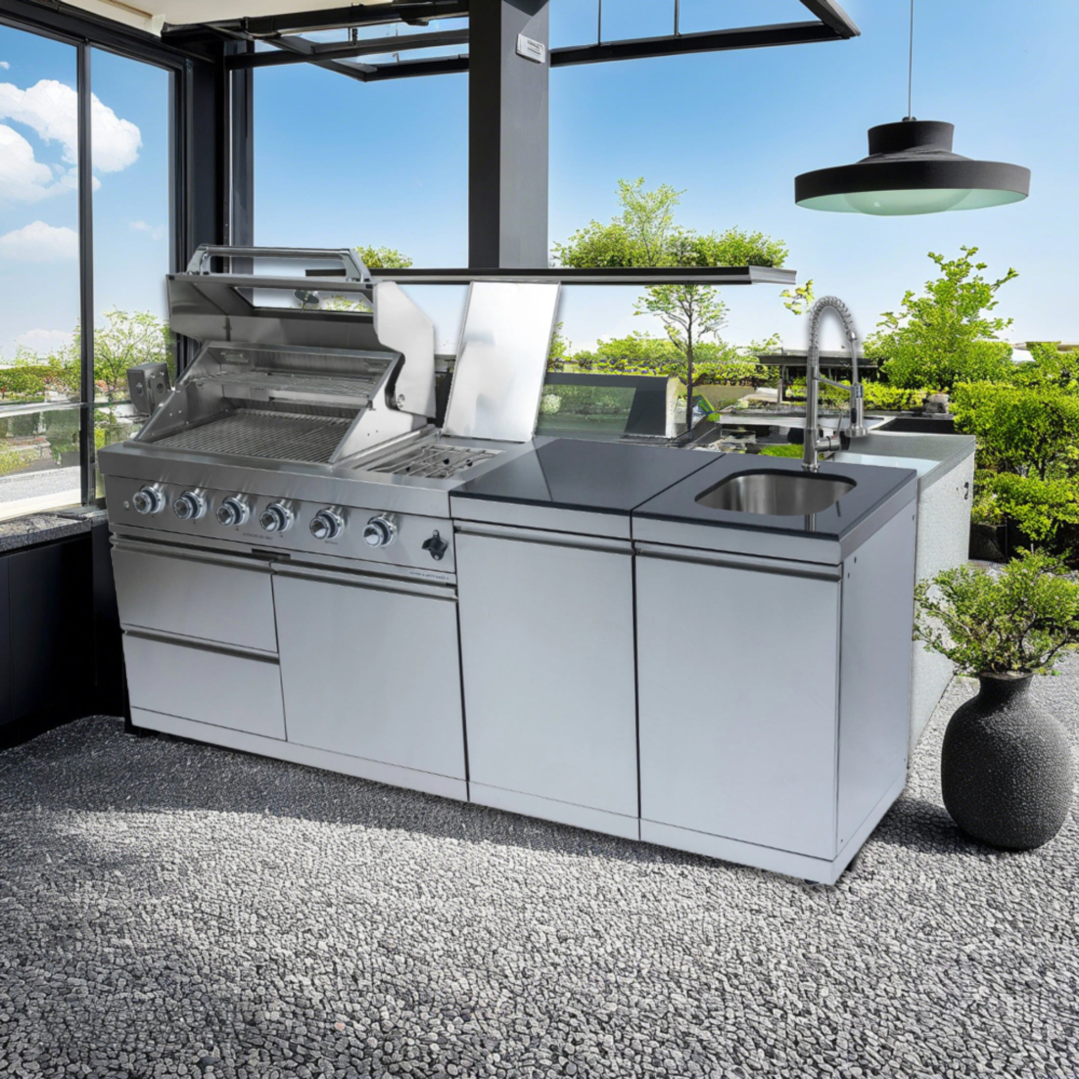 NG 46-Inch 4-Burner 72000 BTU Deluxe Stainless Steel Gas Outdoor ...