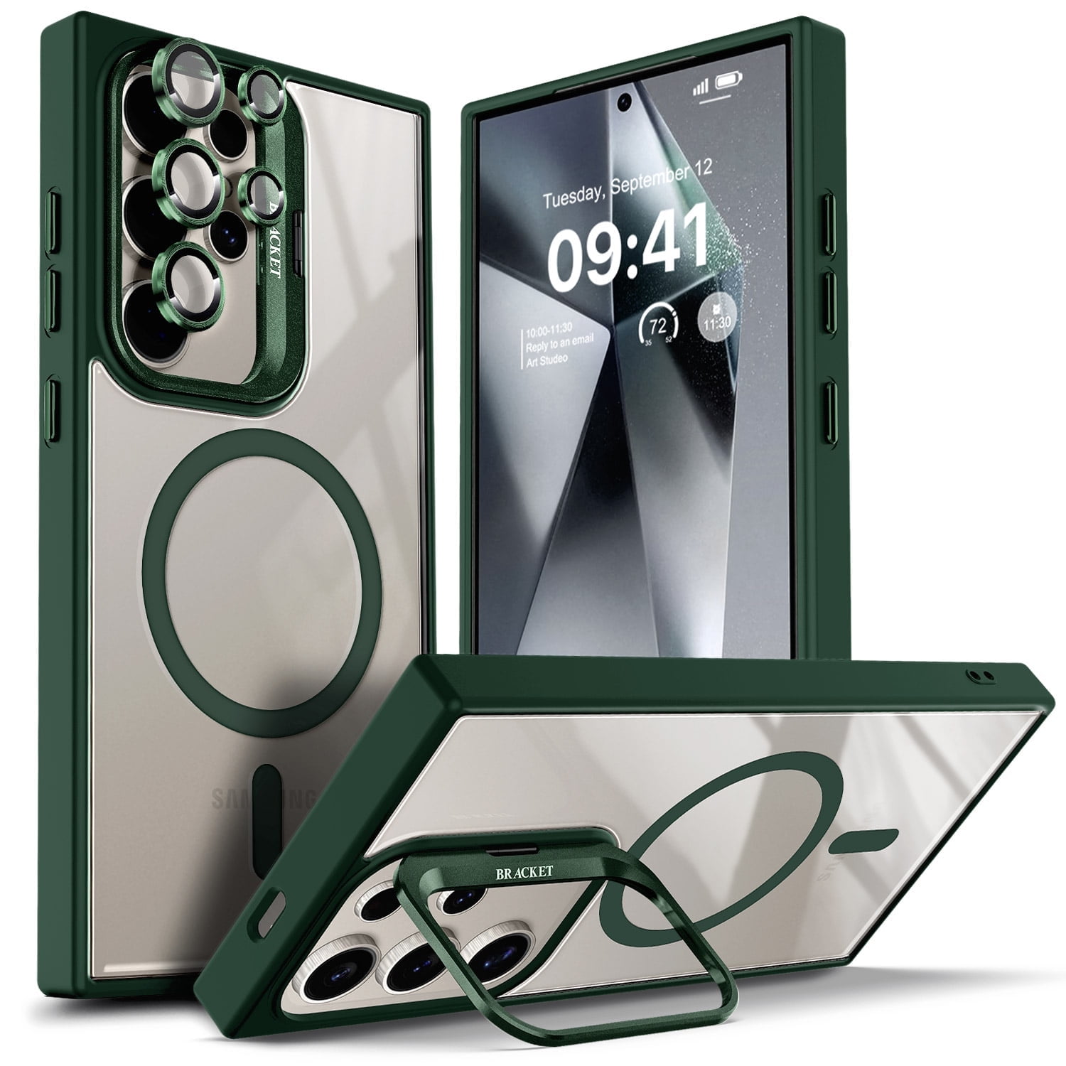 NGB SUPREMACY For Samsung Galaxy S23 Ultra Case Built-In Camera Guard Kickstand Lens Protector ...