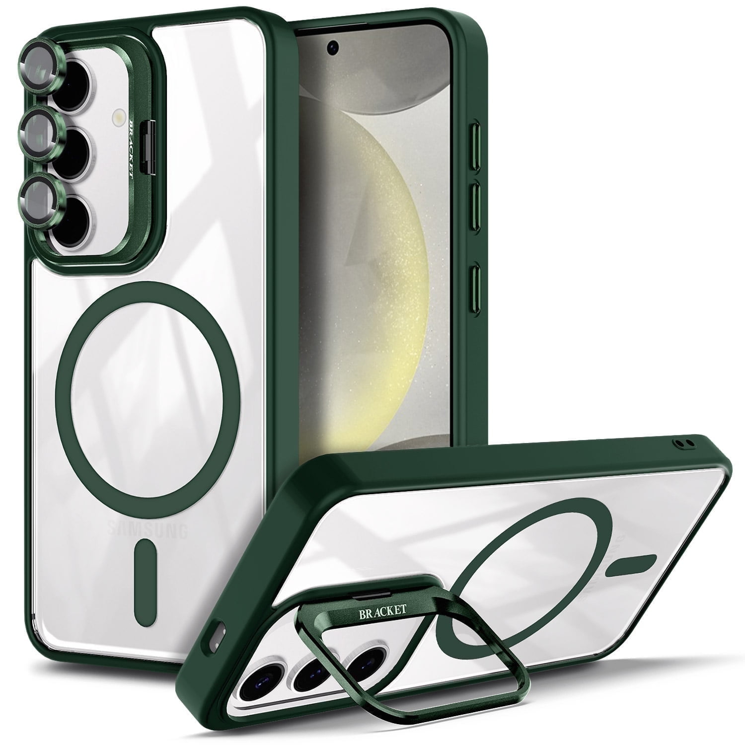 NGB SUPREMACY For Samsung Galaxy S24 Case Built-In Camera Guard Kickstand Lens Protector ...