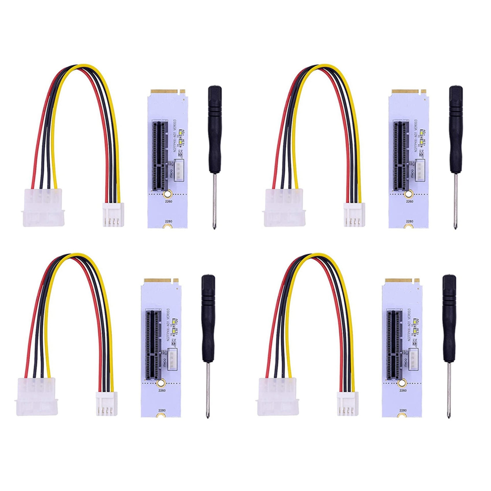 NGFF M.2 to PCI-E 4X Riser Card M2 Key M to PCIe X4 Adapter with LED ...